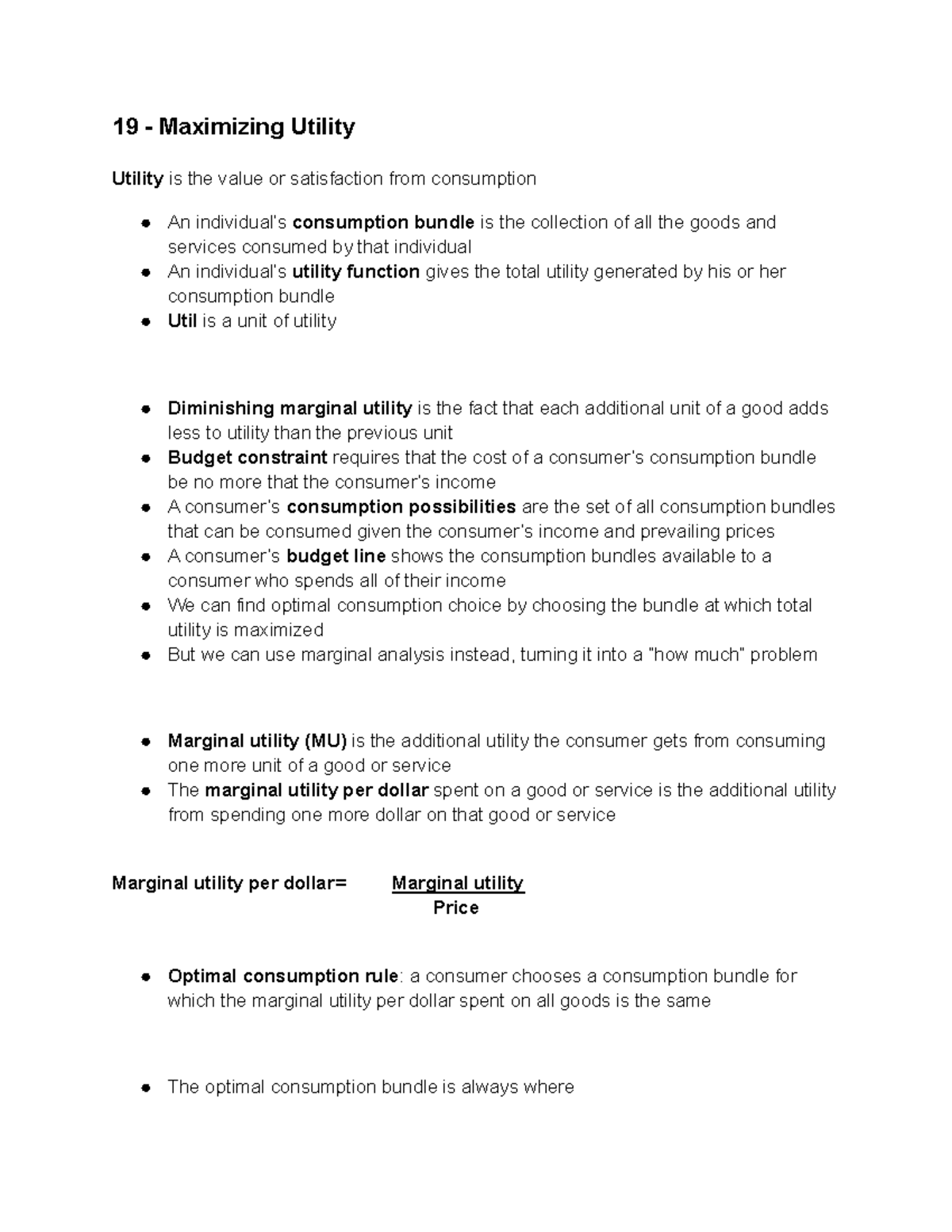 13 - Utility - Module 19 notes - ECON101 - WSU - Studocu
