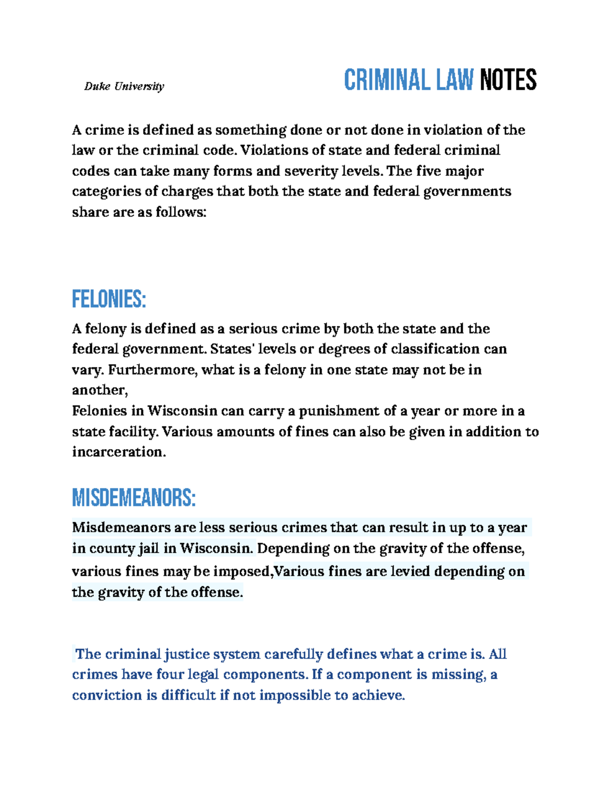 Criminal Laws Notes - Very Nice - LAW 140 - Studocu