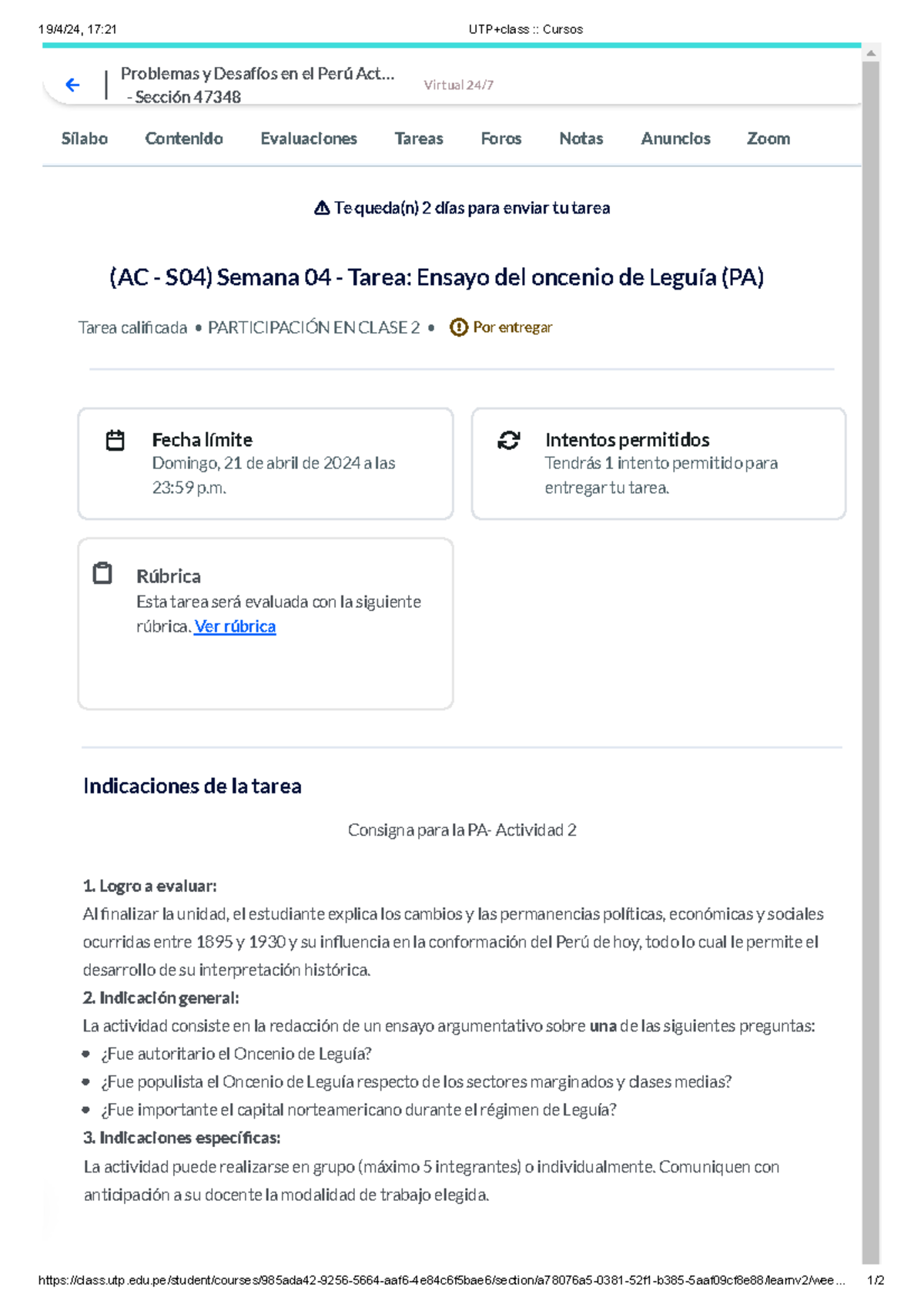 UTP+class Cursos - 19/4/24, 17:21 UTP+class :: Cursos - Studocu