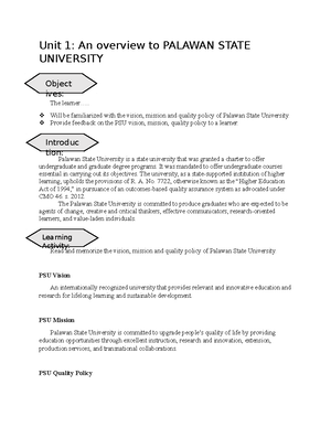 Pathfit-3- Module - Unit 1: An overview to PALAWAN STATE UNIVERSITY The ...
