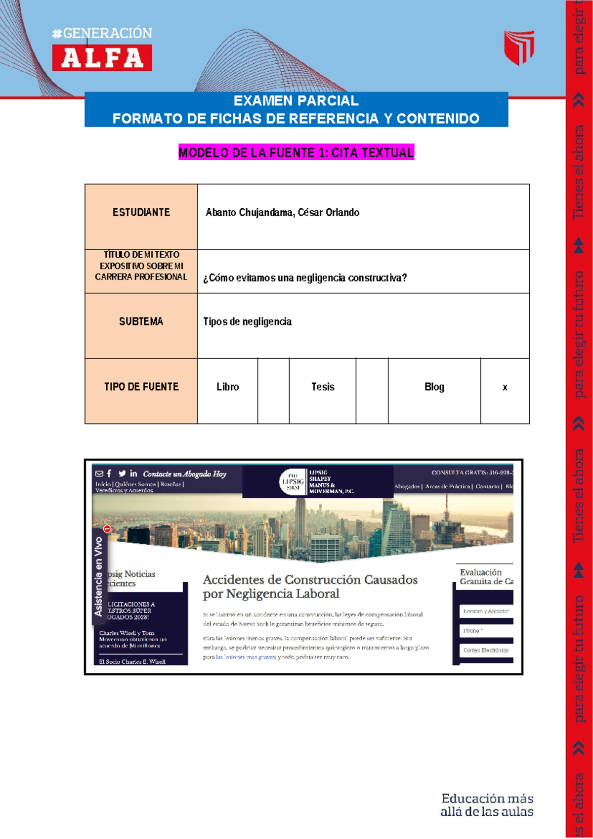 Formato PARA EL Examen Parcial 1 - | EXAMEN PARCIAL FORMATO DE FICHAS DE REFERENCIA Y CONTENIDO ...