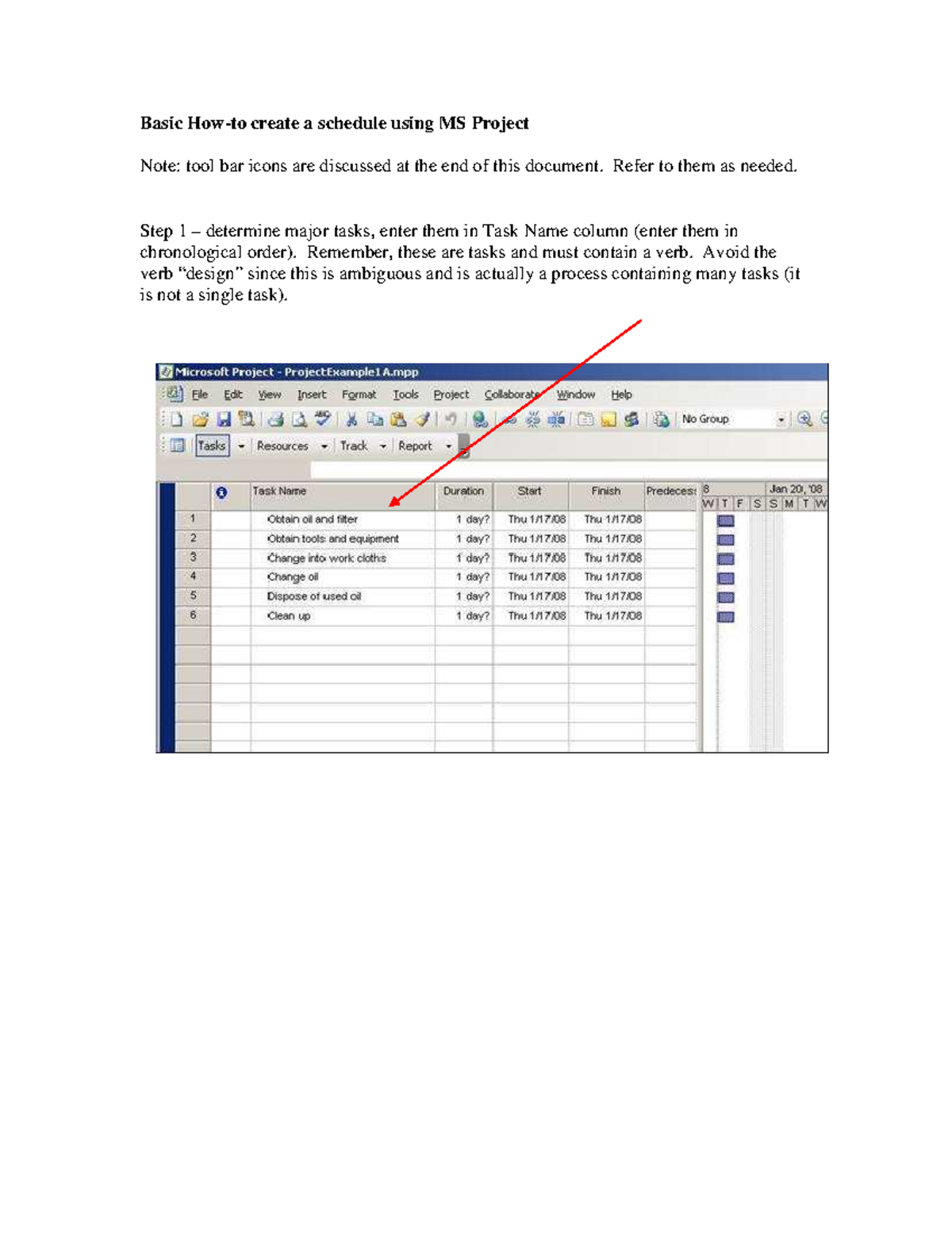 MSProject Basic How To - Basic How-to create a schedule using MS ...
