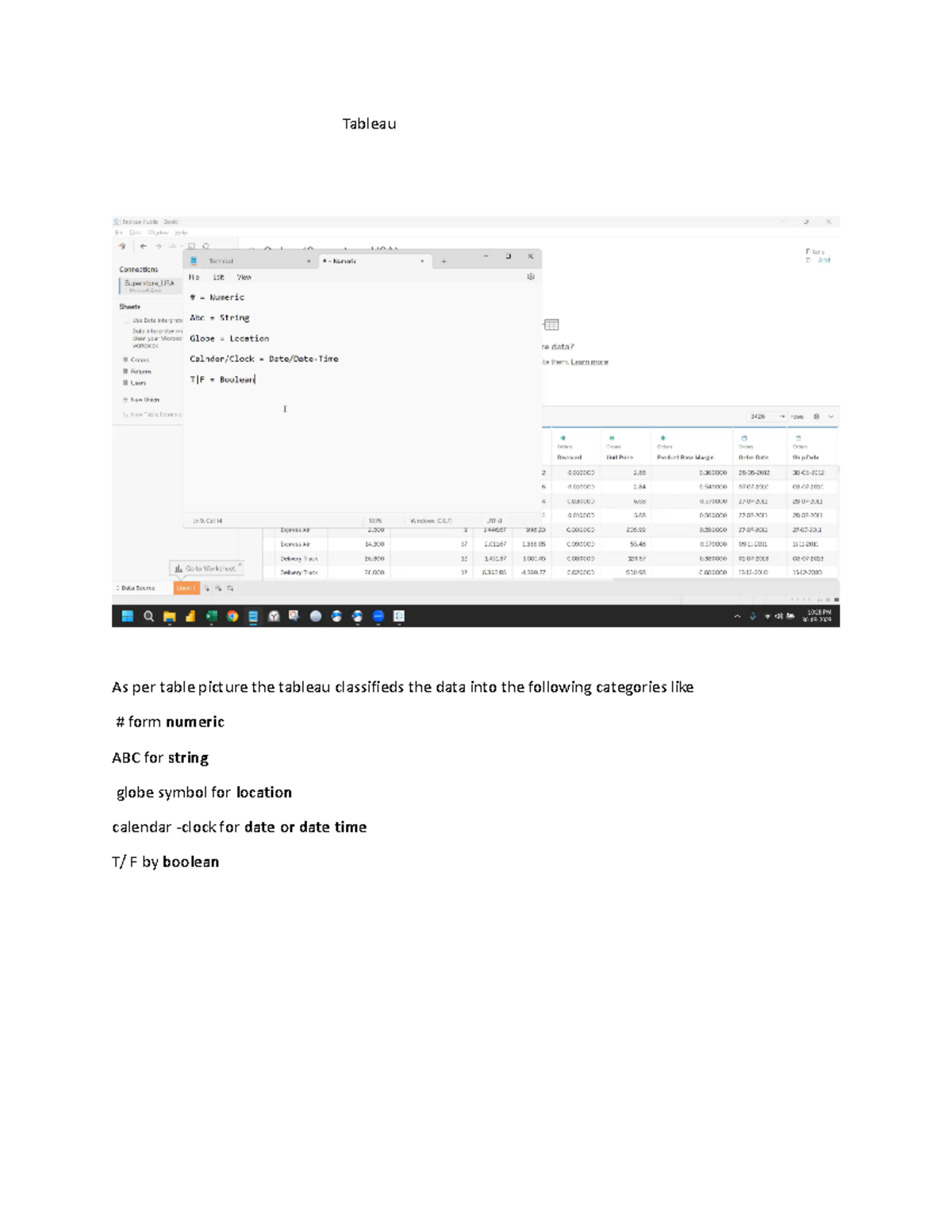 Tableau-sop - Tableau-sop - Tableau As per table picture the tableau classifieds the data into ...