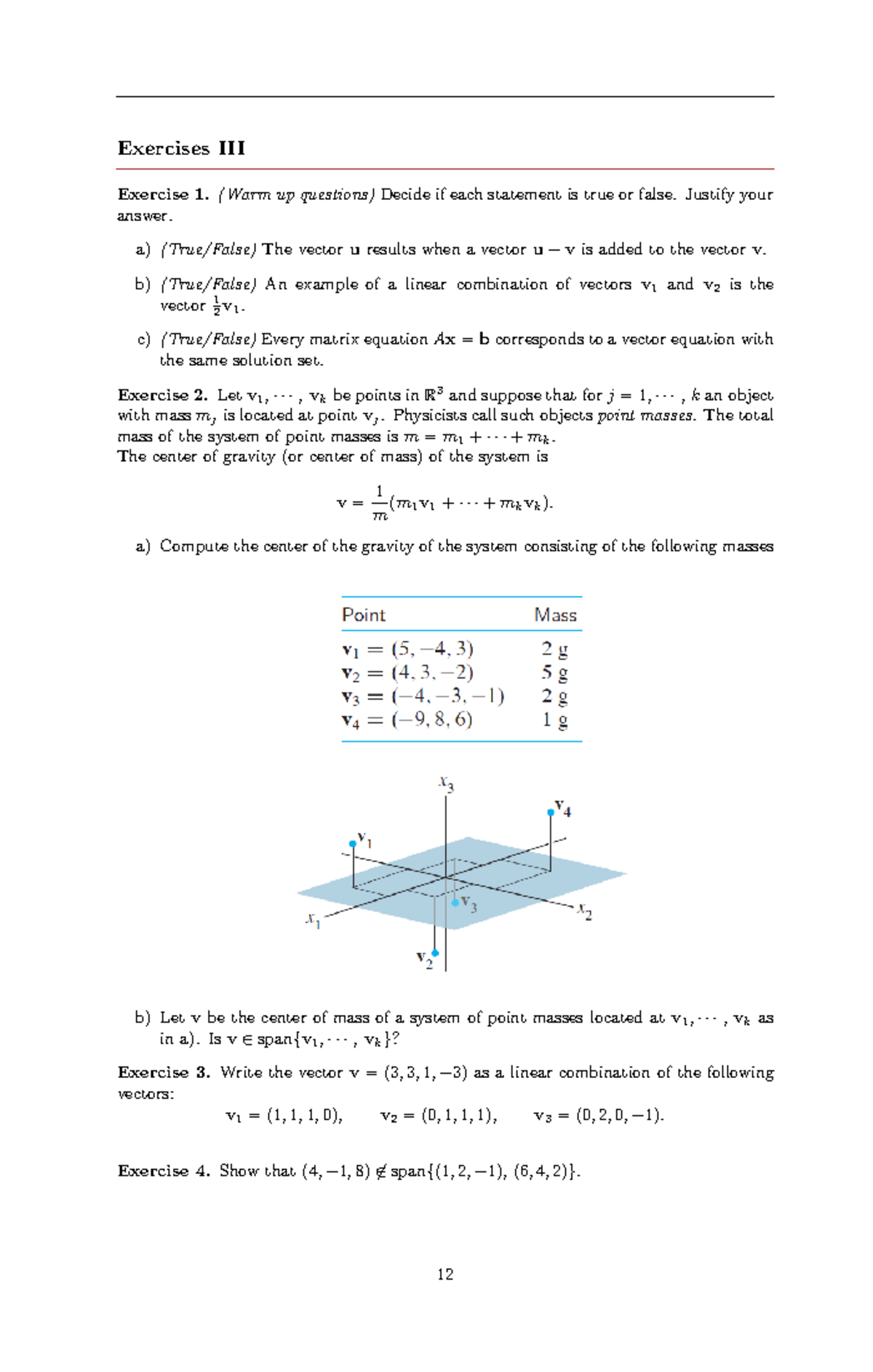 Tutorial 3(vectors In Rn,Linear Spam and Matrix Eq) - Exercises III ...