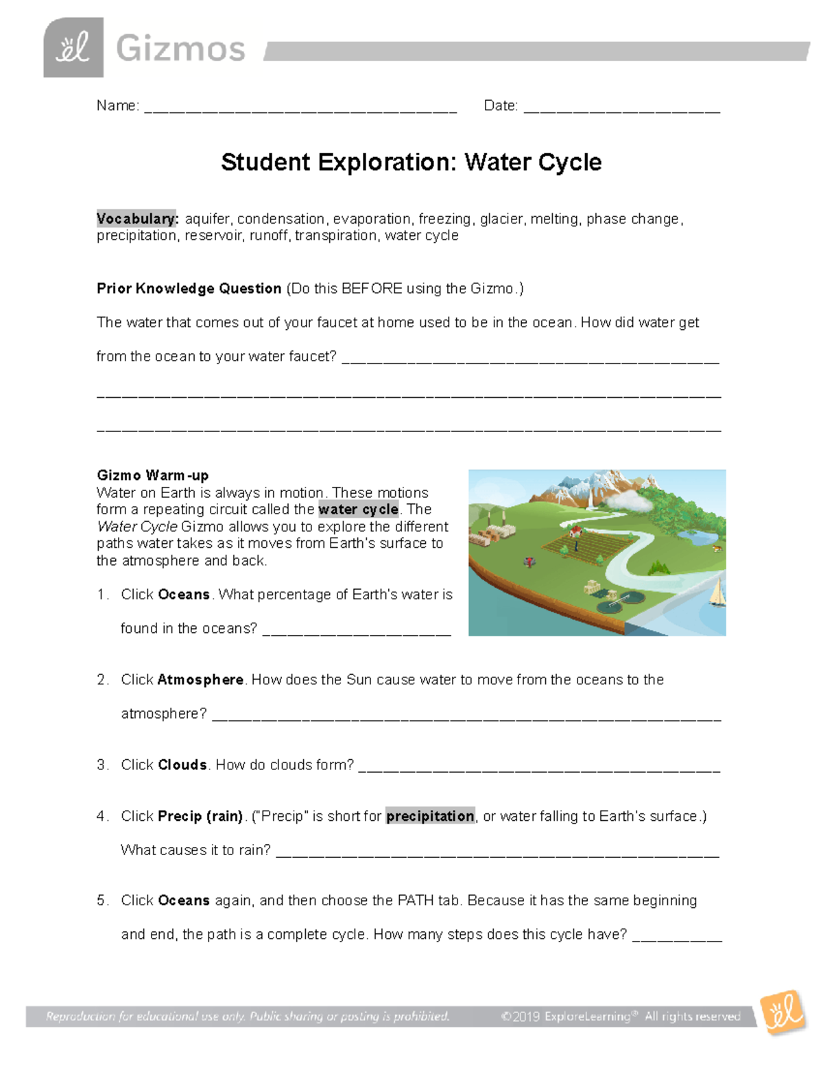 Water Cycle SE-1 - Good - 2019 Name ...