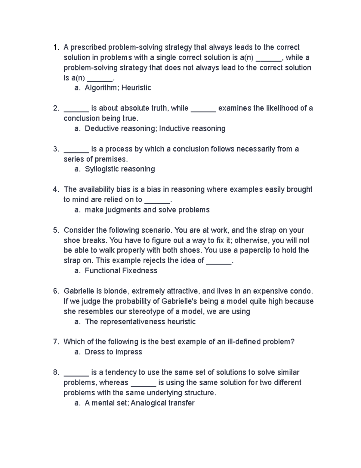 Chapter 11 Practice Questions - A prescribed problem-solving strategy ...