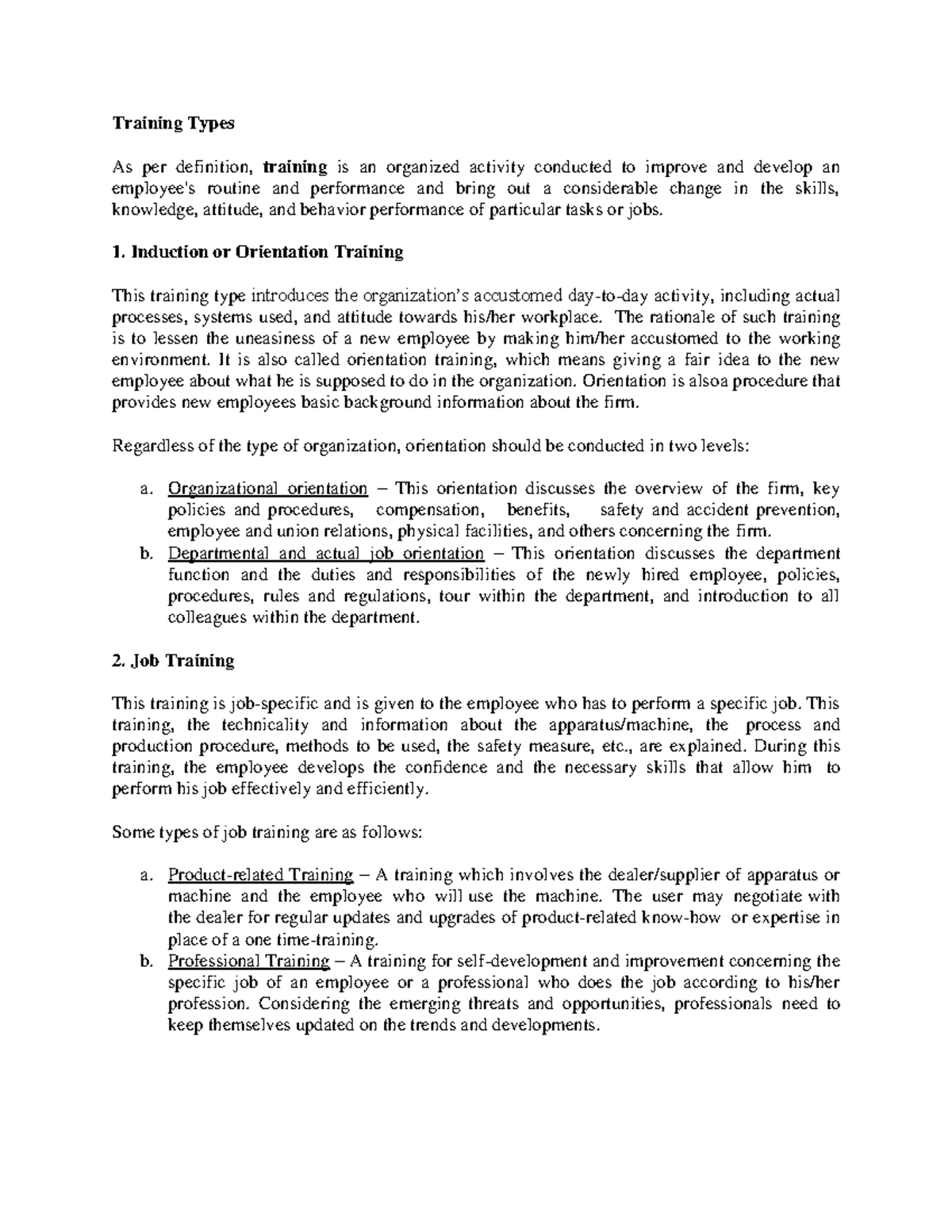 Training and Dev 3 - this a pdf copy of lecture - Training Types As per ...