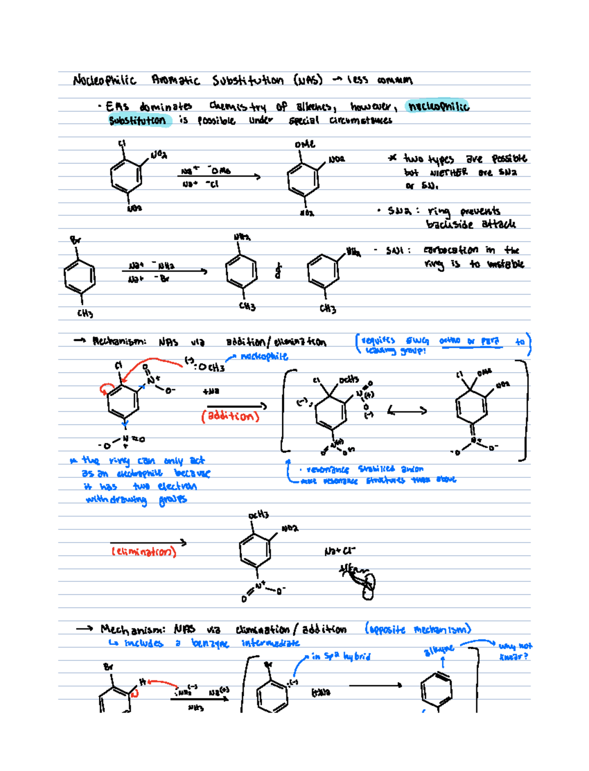 Ch 335 Lecture: 17 - Nucleophilic Aromatic Substitution Nas less common ...