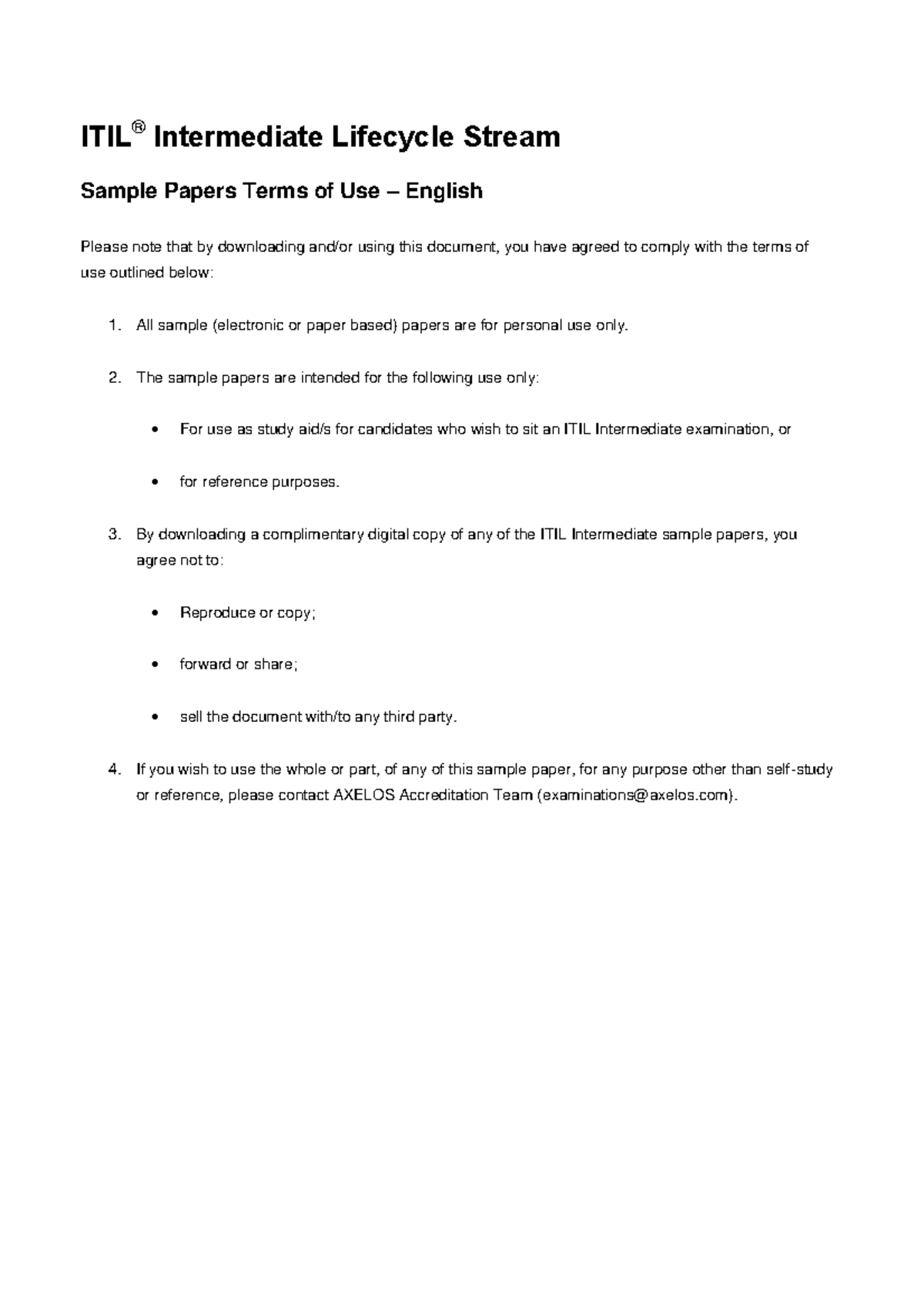 ITIL Intermediate Lifecycle Service Operation Sample 1 Scenario Booklet ...