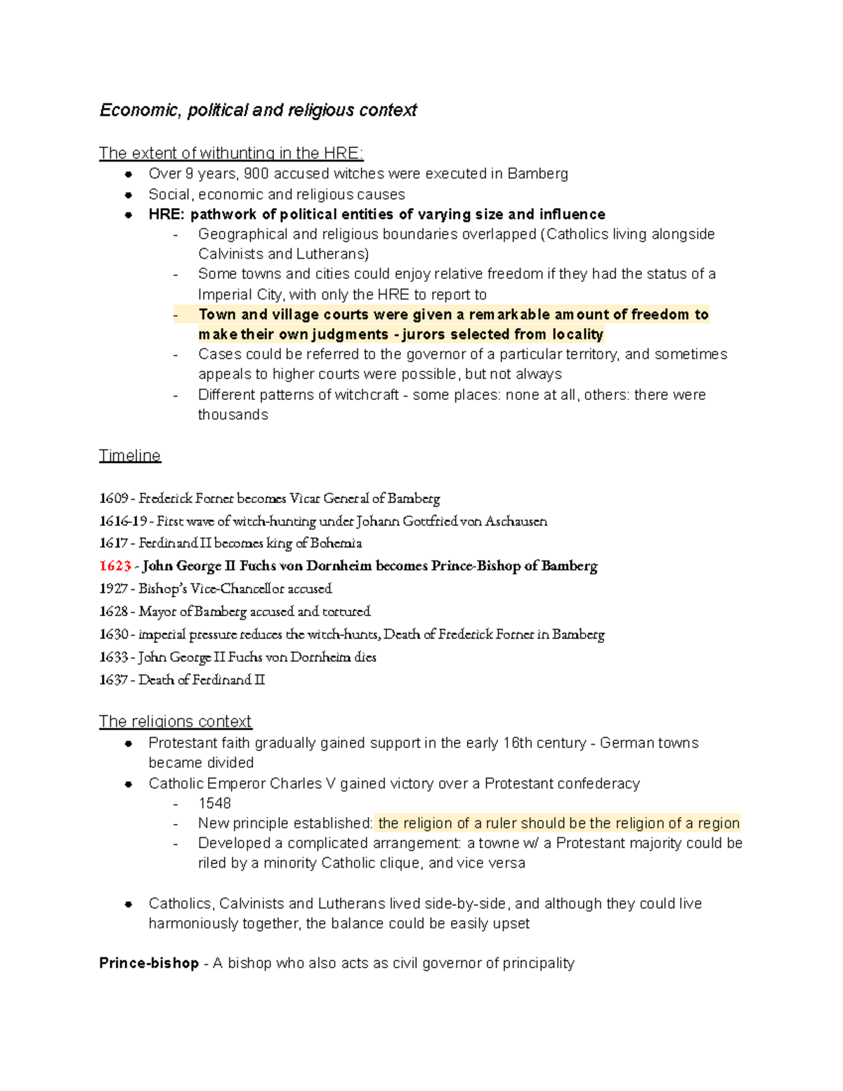 Bamberg Witch Trials - Economic, political and religious context ...