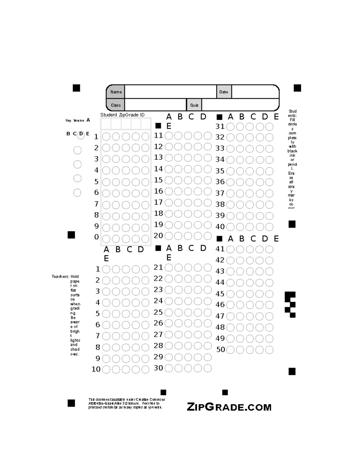 Printable Answer Sheet Printable Free Templates