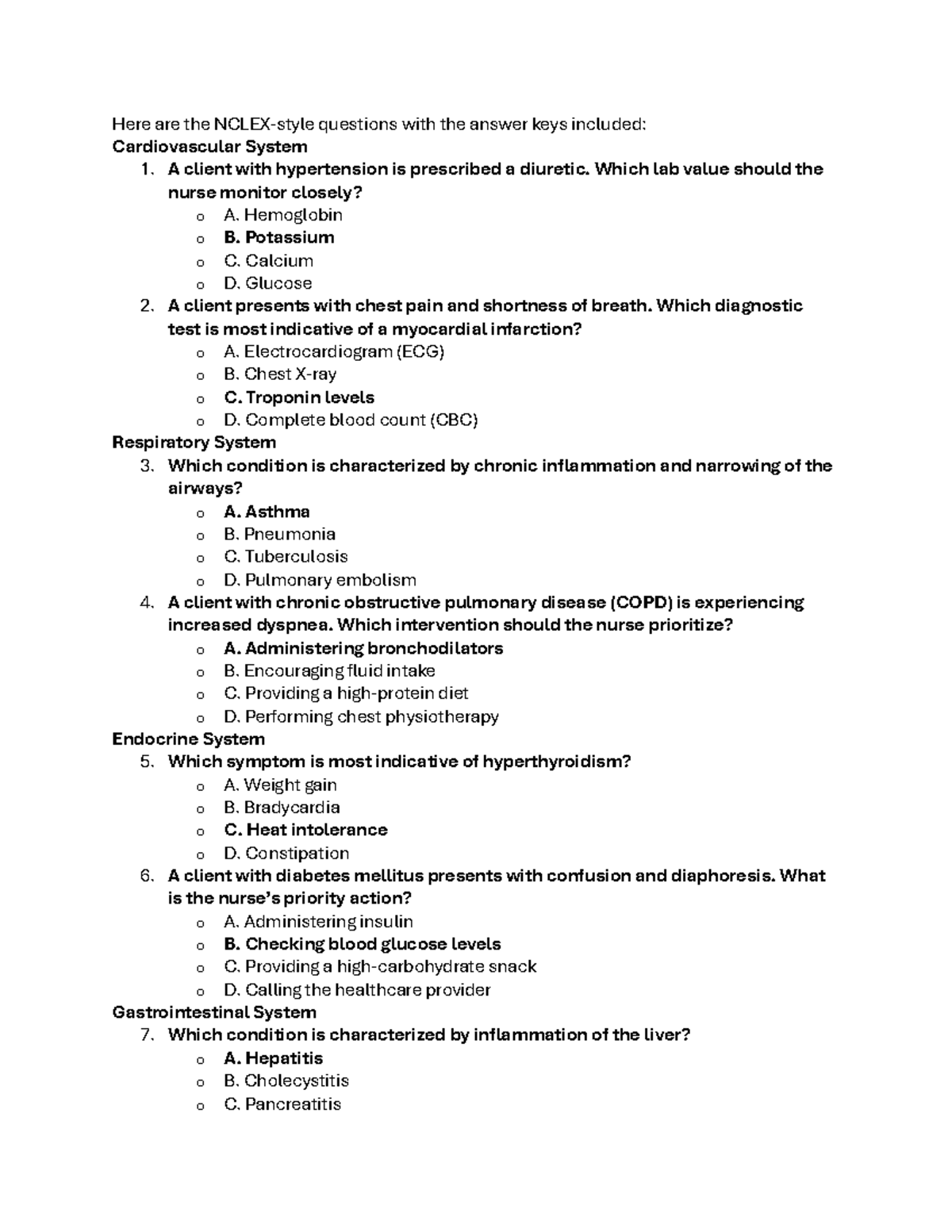 Nclex Pathophysiology practice test - Here are the NCLEX-style ...