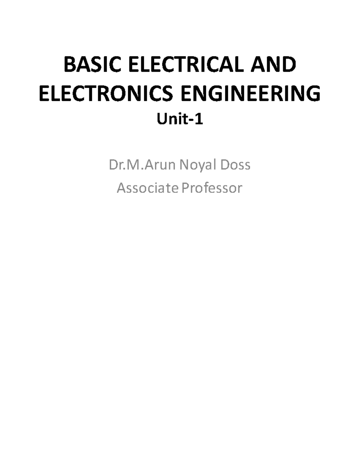 Basic Electrical AND Engineering UNIT 1 - BASIC ELECTRICAL AND ...