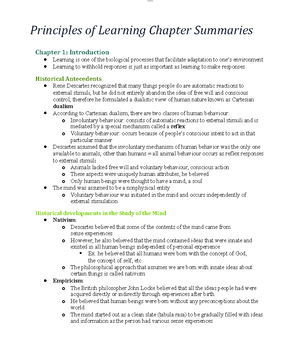 Chapter 1 - textbook notes - Unit 1 - The Study of Learning and ...