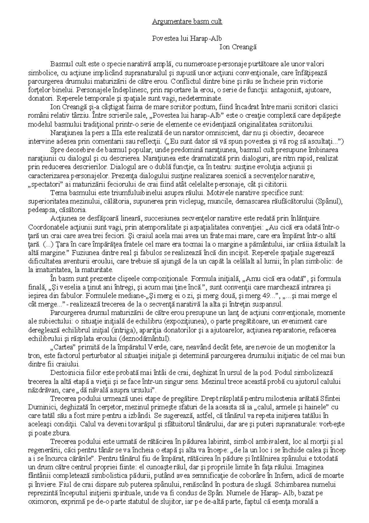 Pdfslide - ASFSDF - Argumentare basm cult Povestea lui Harap-Alb Ion ...