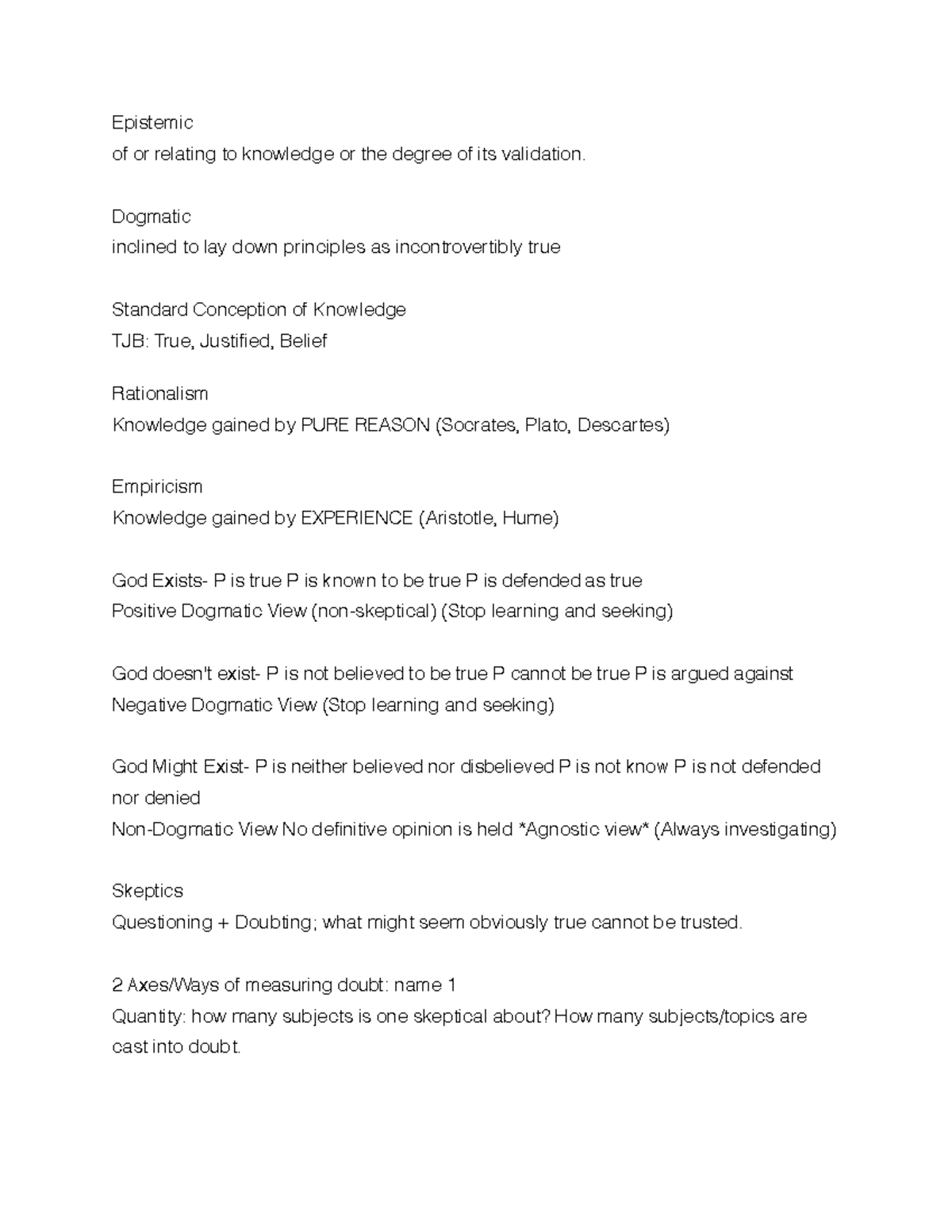Phil10 2 - Epistemic of or relating to knowledge or the degree of its ...