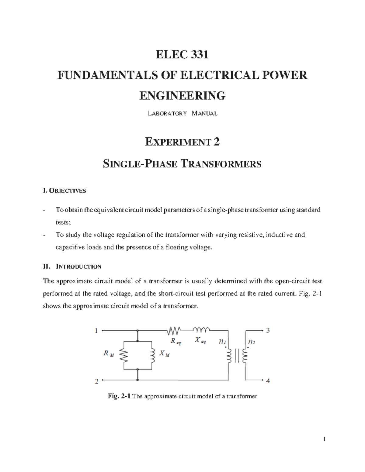 ELEC331-Lab Experiment 2 rev Feb2021 Concordia University - ELEC 311 ...
