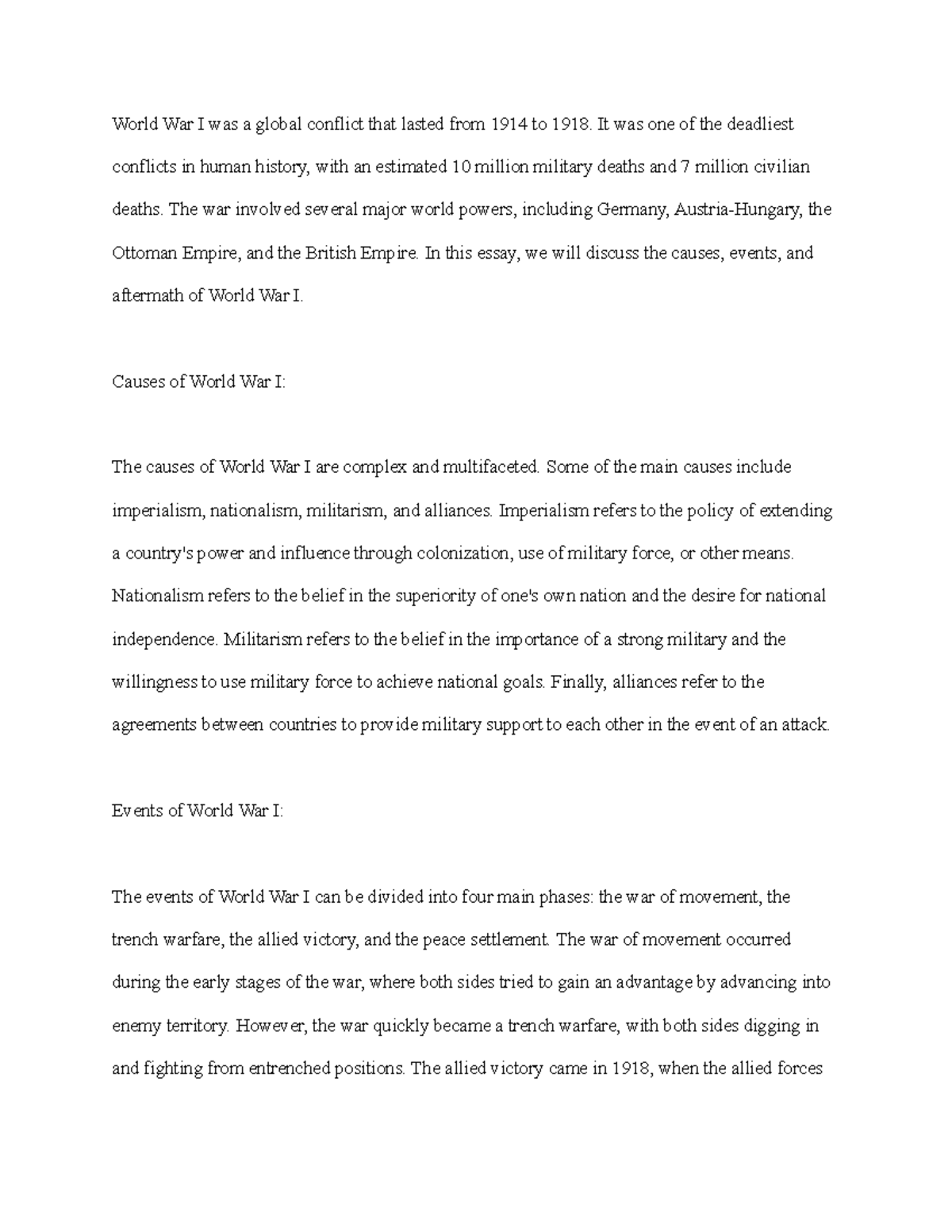 World war 1 - World War I was a global conflict that lasted from 1914 ...