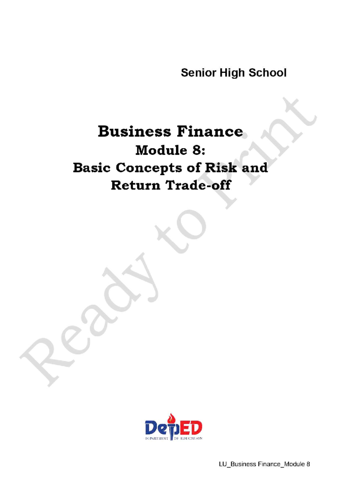 Bus - Business Finance Module - Senior High School Business Finance ...