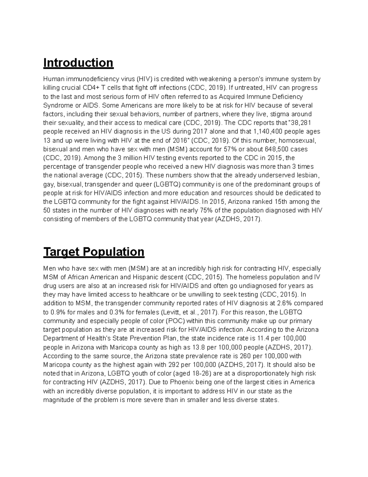 HIV AIDS in the Lgbtq Community in Arizona[ESSAY] - Introduction Human ...