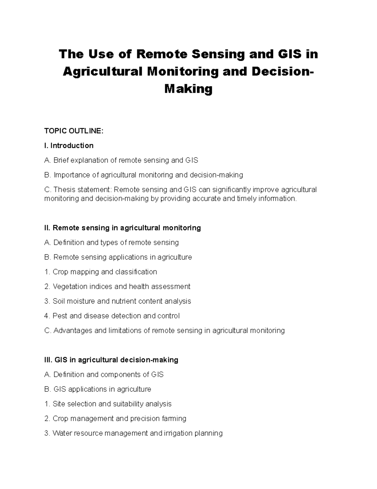 6 The Use Of Remote Sensing And Gis In Agricultural Monitoring And Decision Making The Use Of