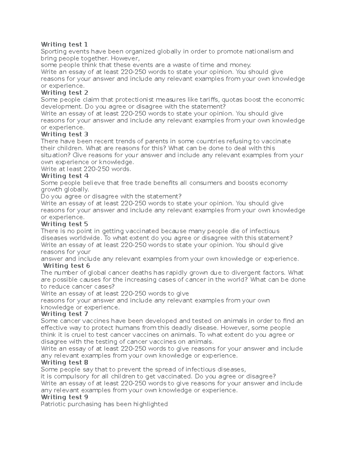 Writing test - However, some people think that these events are a waste ...