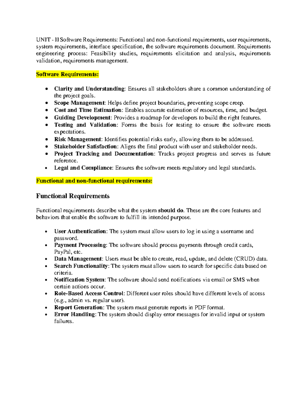 SE Unit-2 - se notes - UNIT - II Software Requirements: Functional and ...
