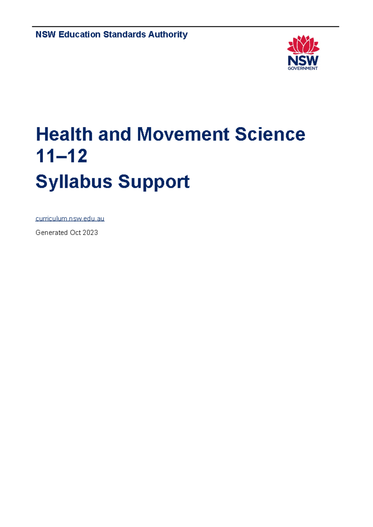 NESA - health and movement science 11 12 2023 syllabus support (S6 ...