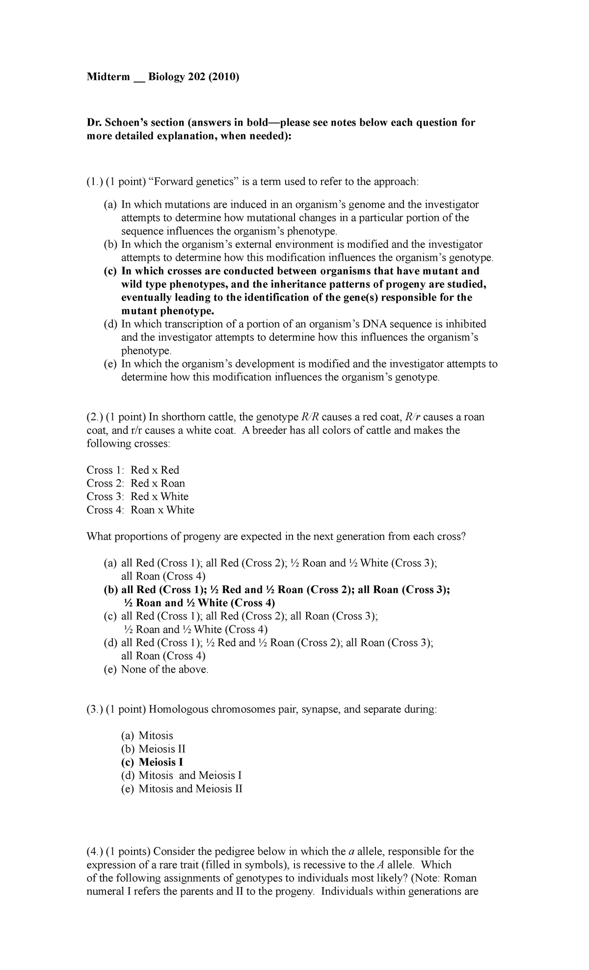 Midterm exam 21 February, questions and answers - Midterm __ Biology ...