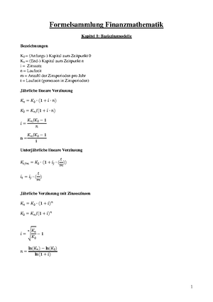 Formelsammlung FiMa - Formelsammlung Finanzmathematik Kapitel 1 ...