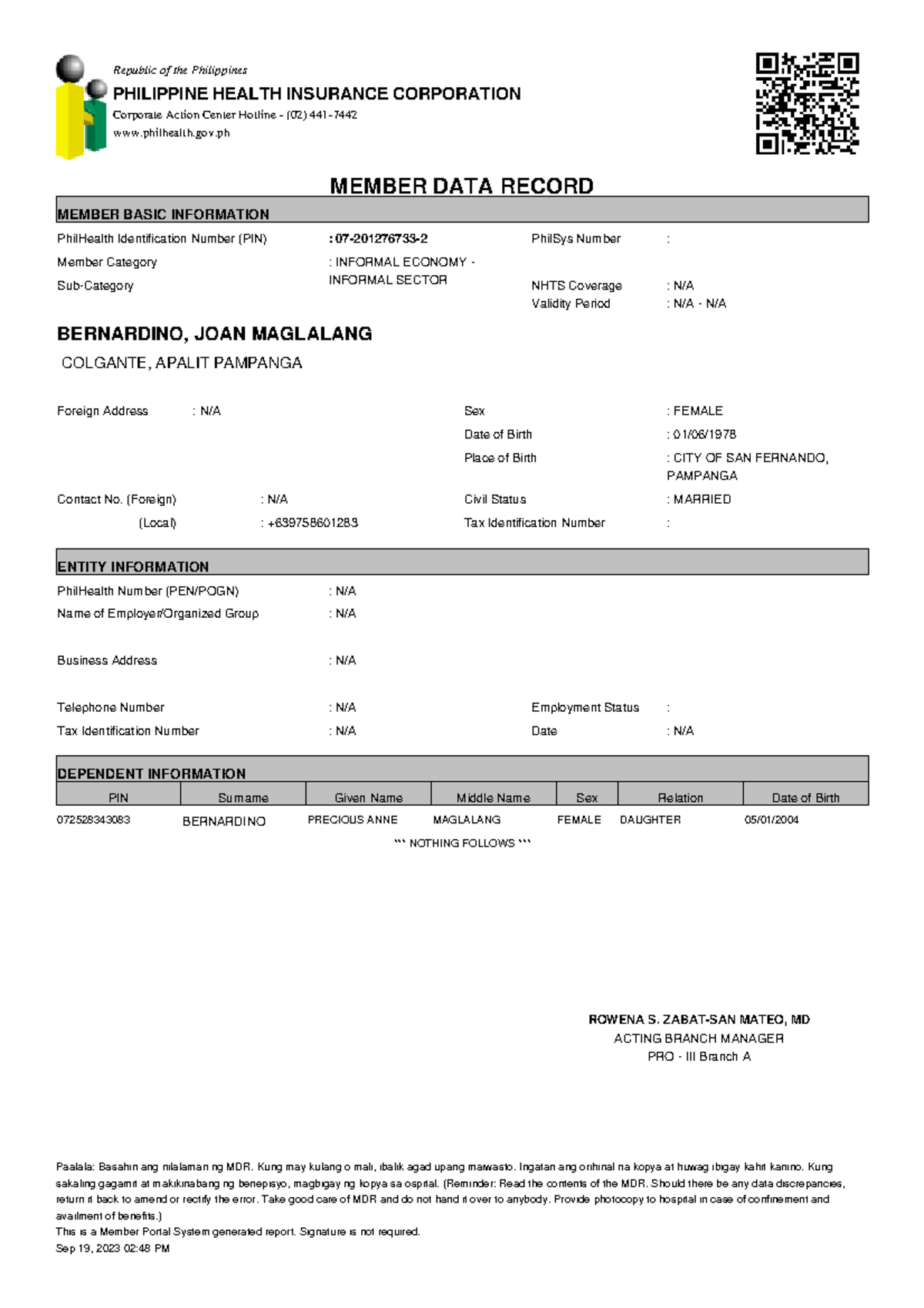 MDR 072012 767332 - yes - Paalala: Basahin ang nilalaman ng MDR. Kung ...