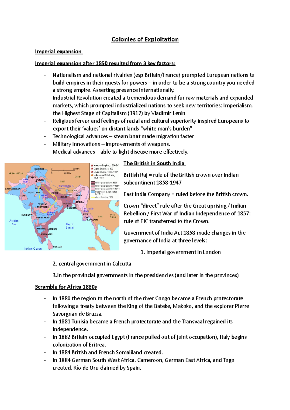 Colonies of Exploitation - Colonies of Exploitation Imperial expansion ...