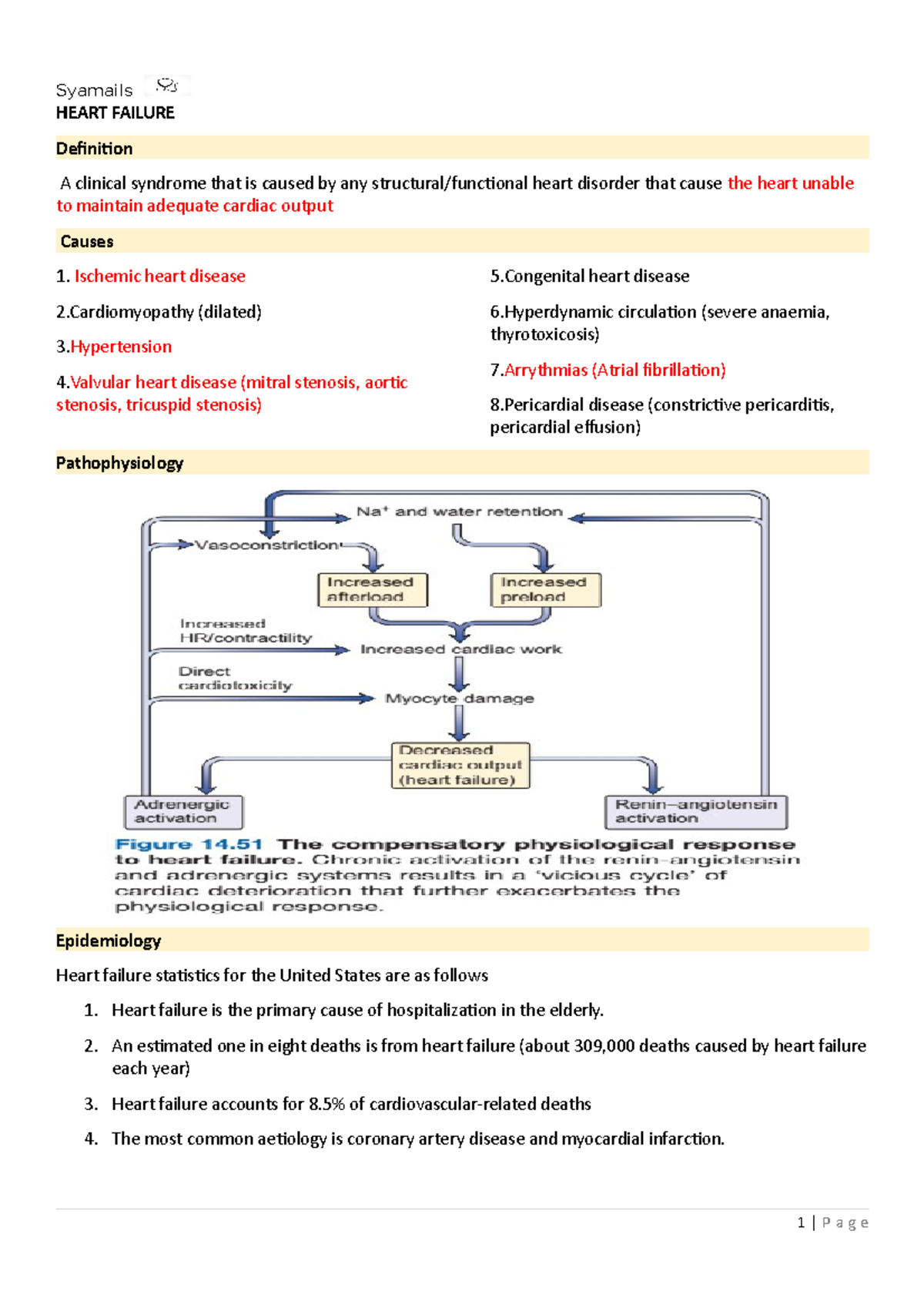 Heart Failure - summary of the definition, risk factor, clinical ...