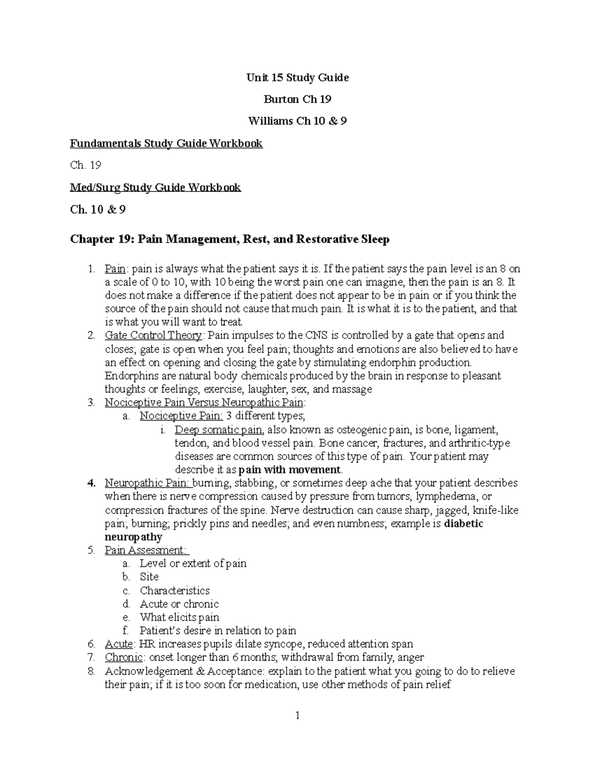 Unit 15 Study Guide - LPN NOTES - Unit 15 Study Guide Burton Ch 19 ...
