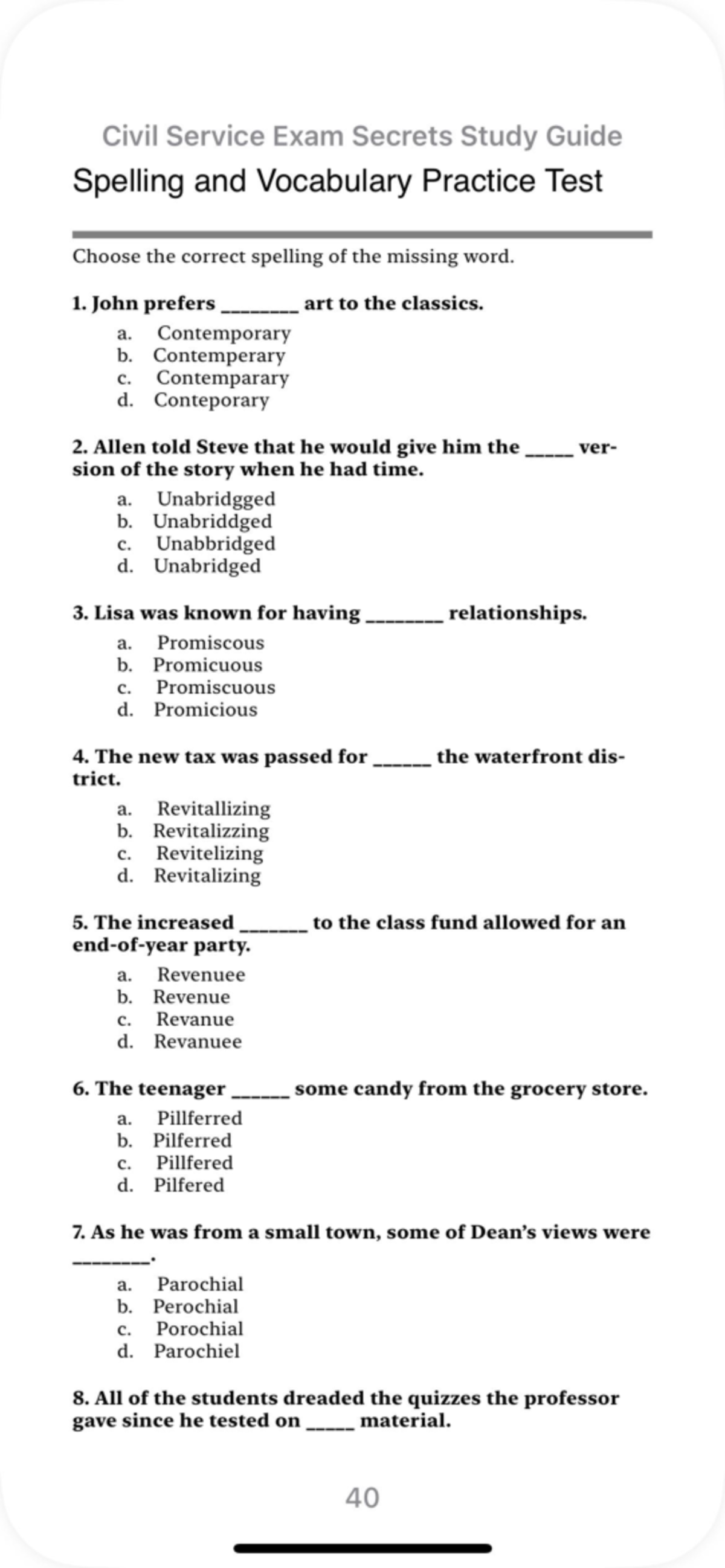 Civil serv practice 3 - Civil Service Exam Secrets Study Guide Spelling ...