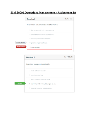 Assignment 1 - Operation Management - ASSIGNMENT 1 Operation Management ...
