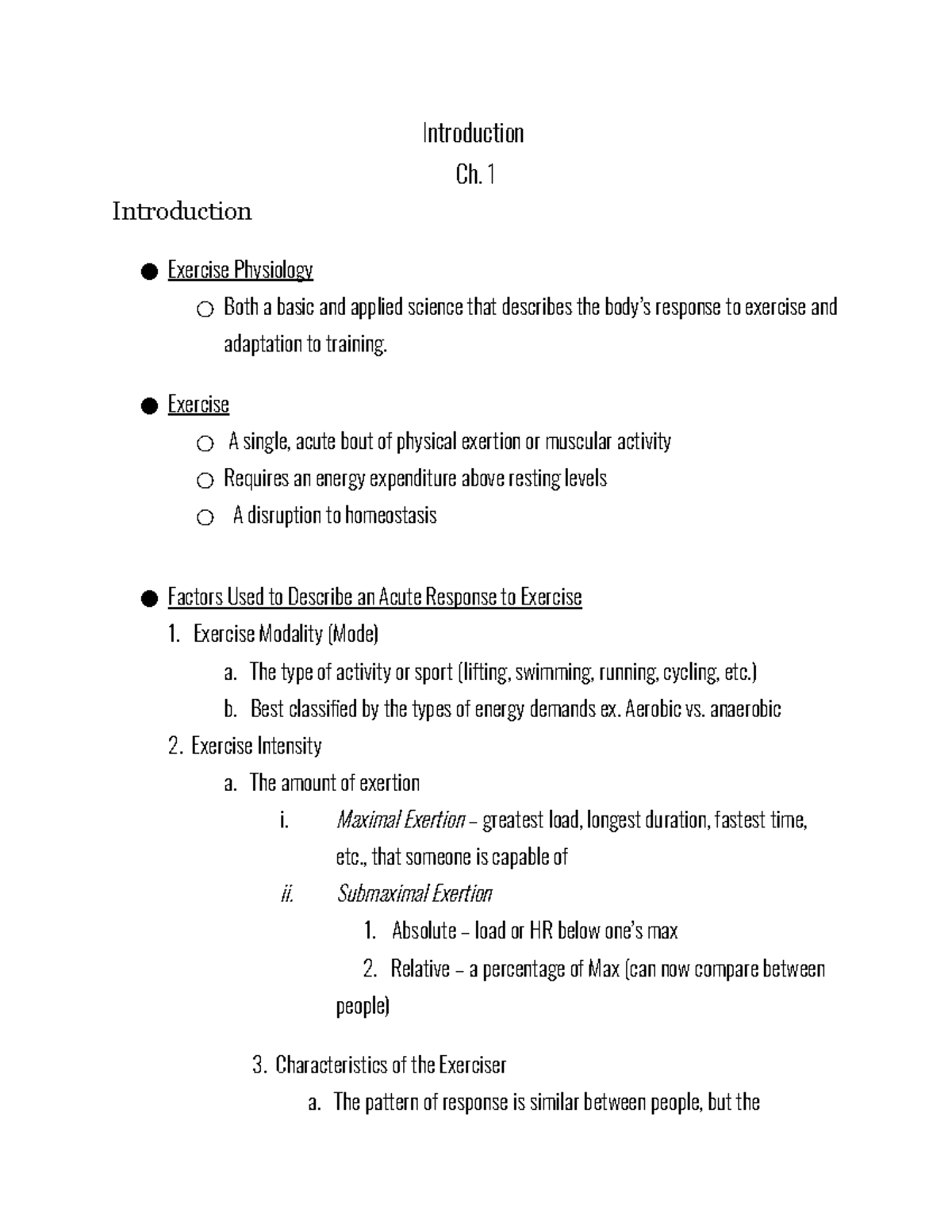 Ex Phys Ch 1 Material From The Professors Lecture And Lecture Slides Covered In Class