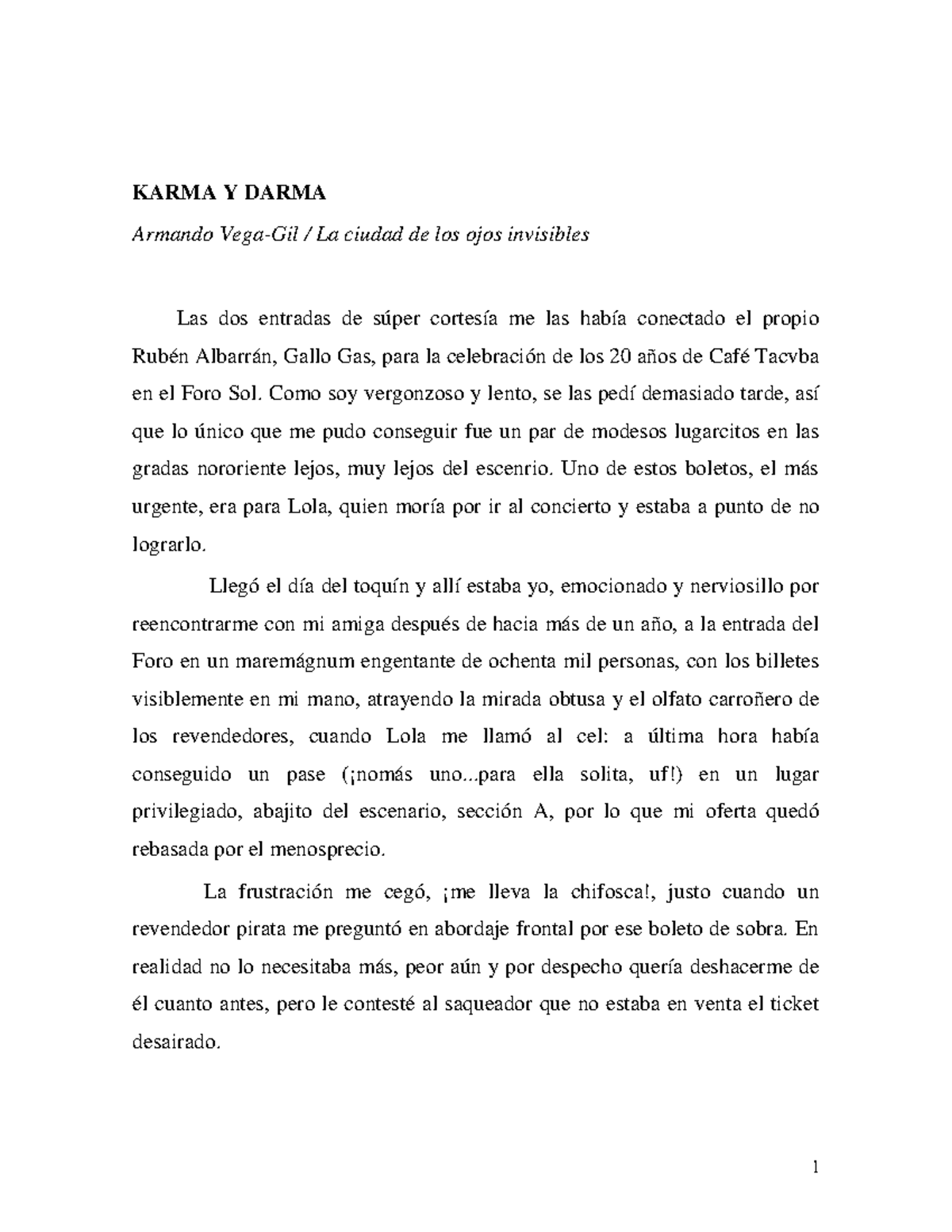 01 Karma Y Darma - Texto - KARMA Y DARMA Armando Vega-Gil / La ciudad ...