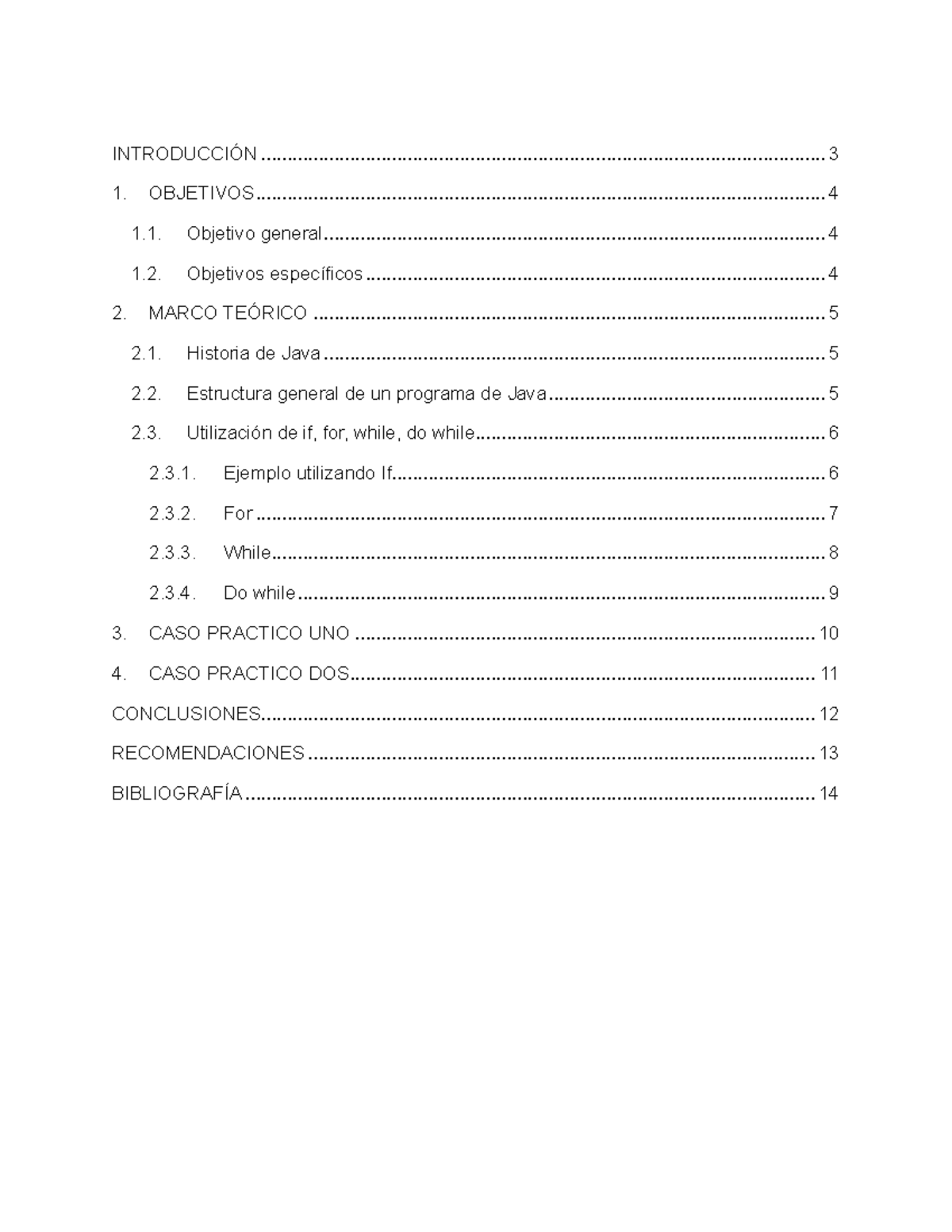 informe de java - INTRODUCCIÓN OBJETIVOS Objetivo general Objetivos ...