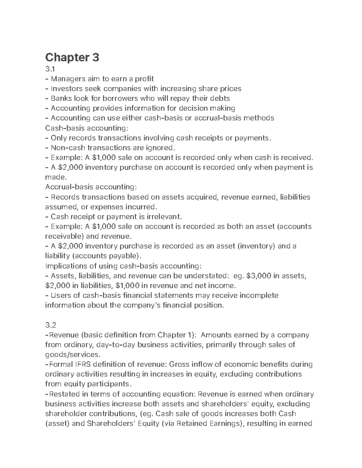 Chapter 3 accounting notes - Chapter 3 3. - Managers aim to earn a ...