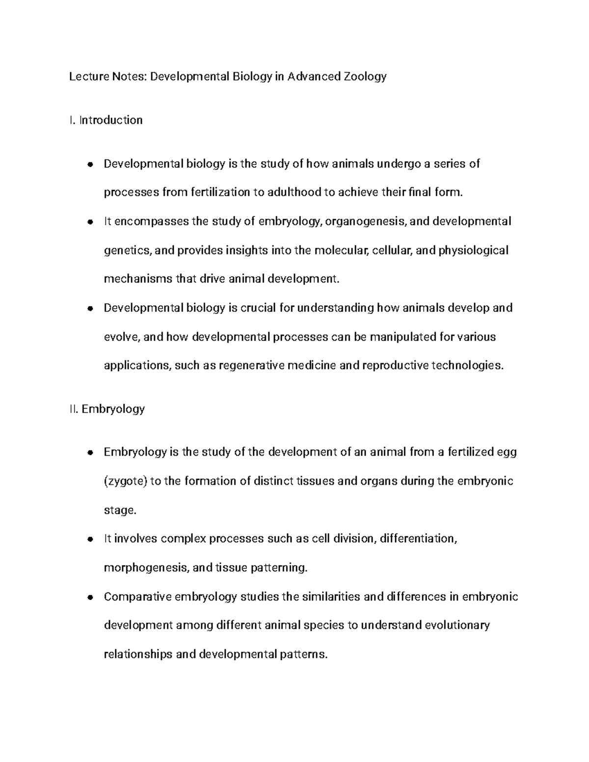 Lecture Notes Developmental Biology in Advanced Zoology - Introduction ...