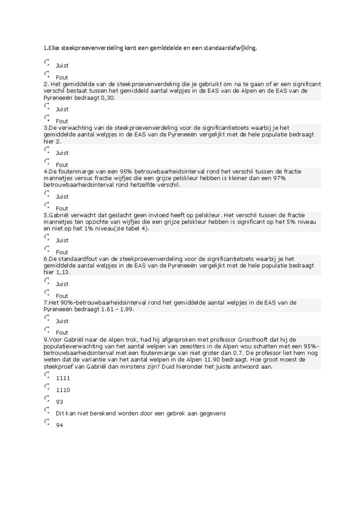 Inductieve vragen studenten - 1 steekproevenverdeling kent een ...