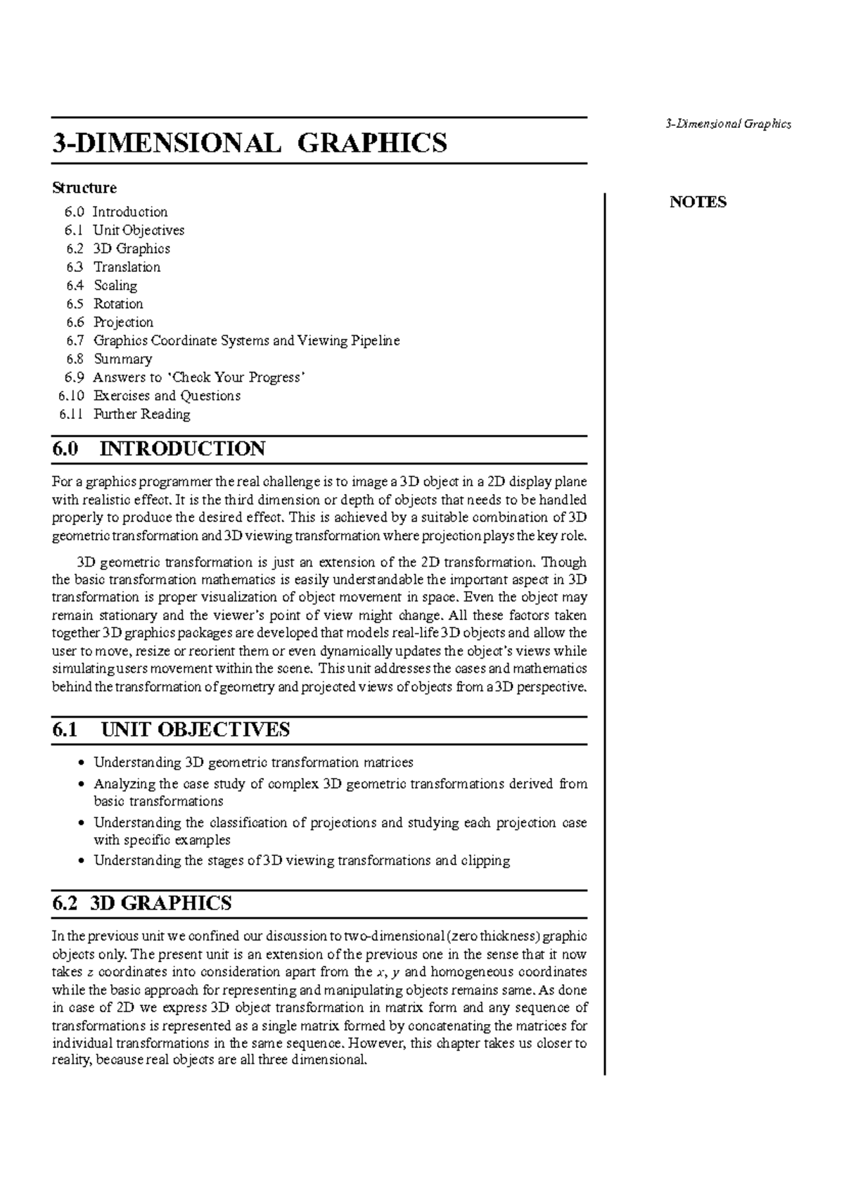 Unit 4 - Three-Dimensional Transformations - NOTES 3-DIMENSIONAL ...
