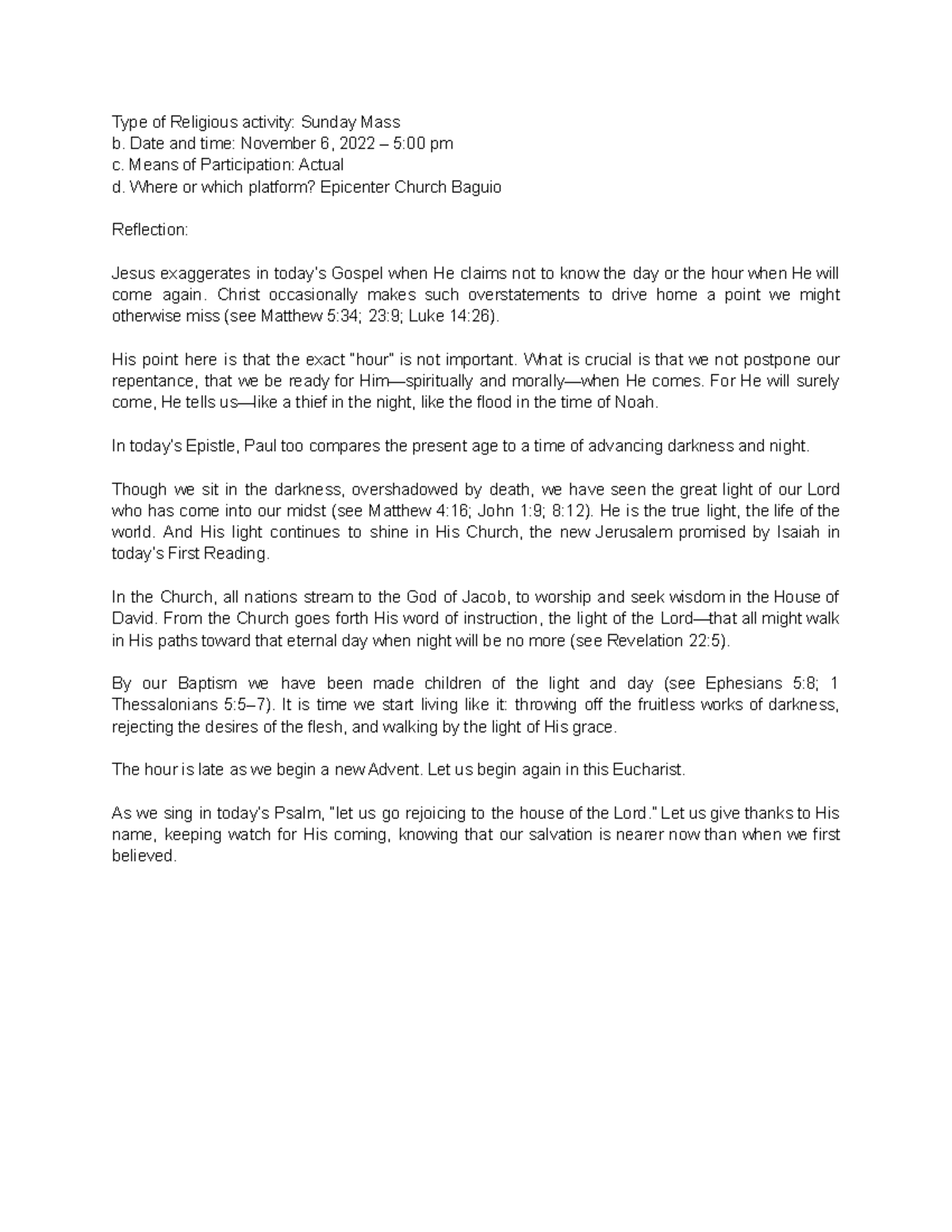 Week 12 November 6 - The modules for Christian Faith Education (CFE ...