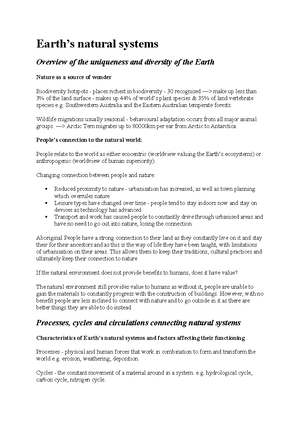 Geography notes - Environments Function of natural environments in ...