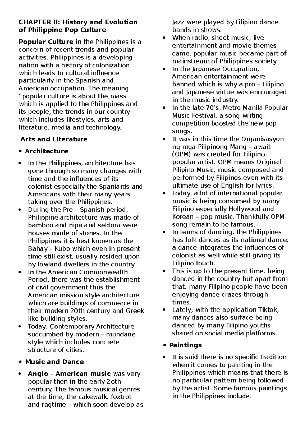 Chapter II GEE3 - Philippine Pop Culture - CHAPTER II: History and Evolution of Philippine Pop ...