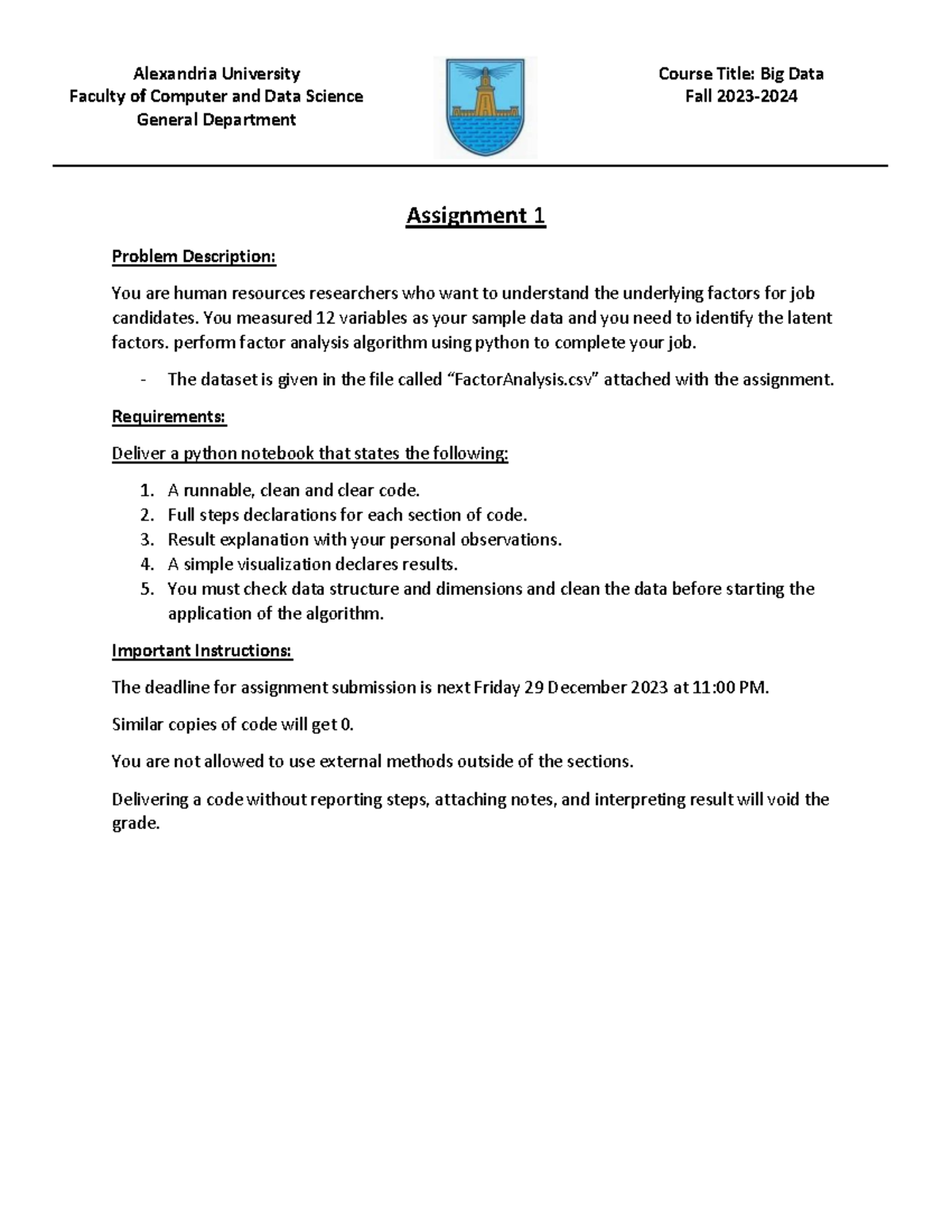Assignment 1 - data structures - Alexandria University Faculty of ...