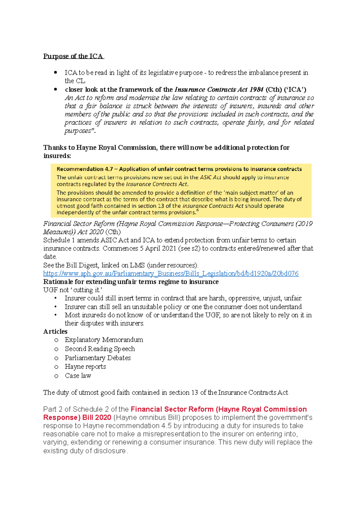 Purpose of the ICA - Purpose of the ICA ICA to be read in light of its ...