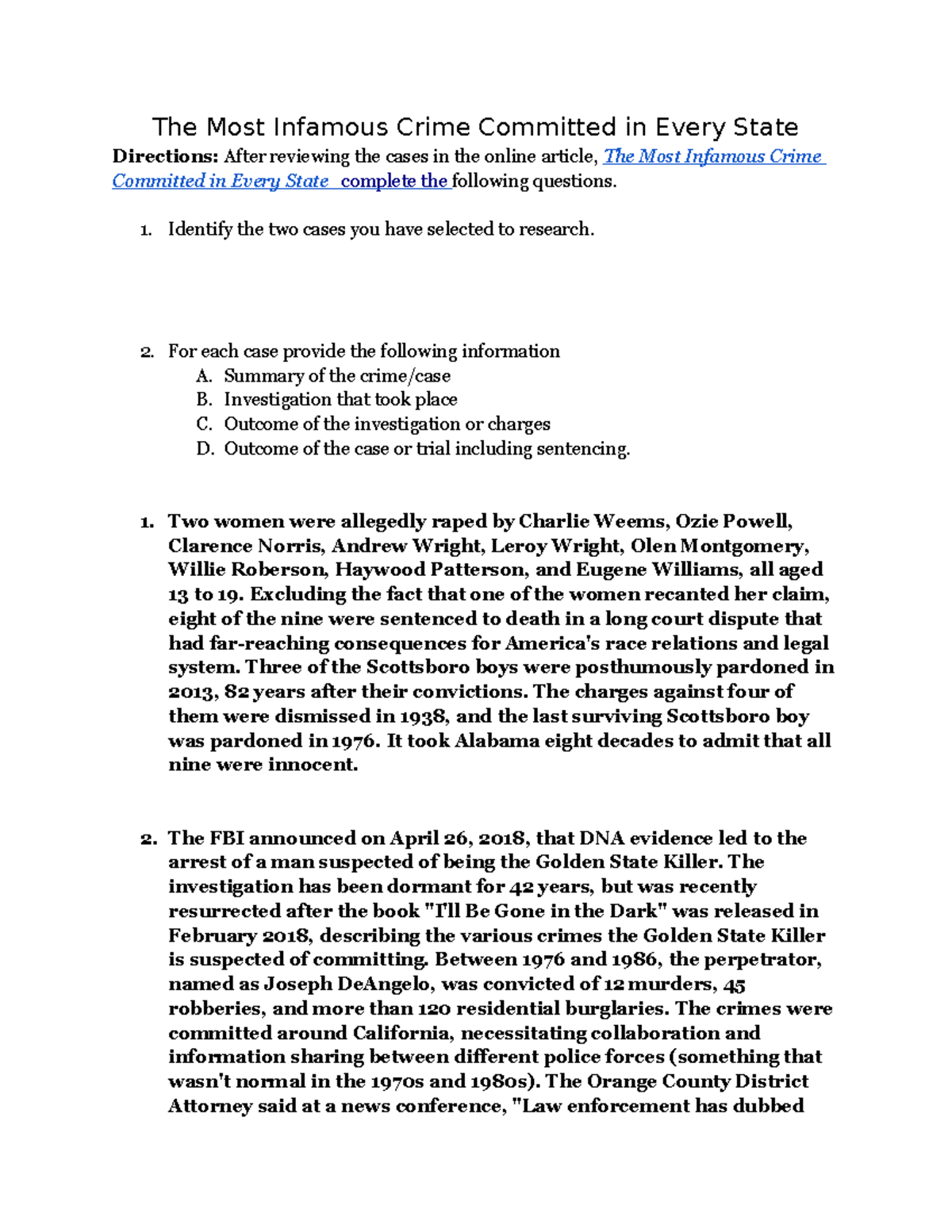 English) The Most Infamous Crime Committed in Every State - The Most ...