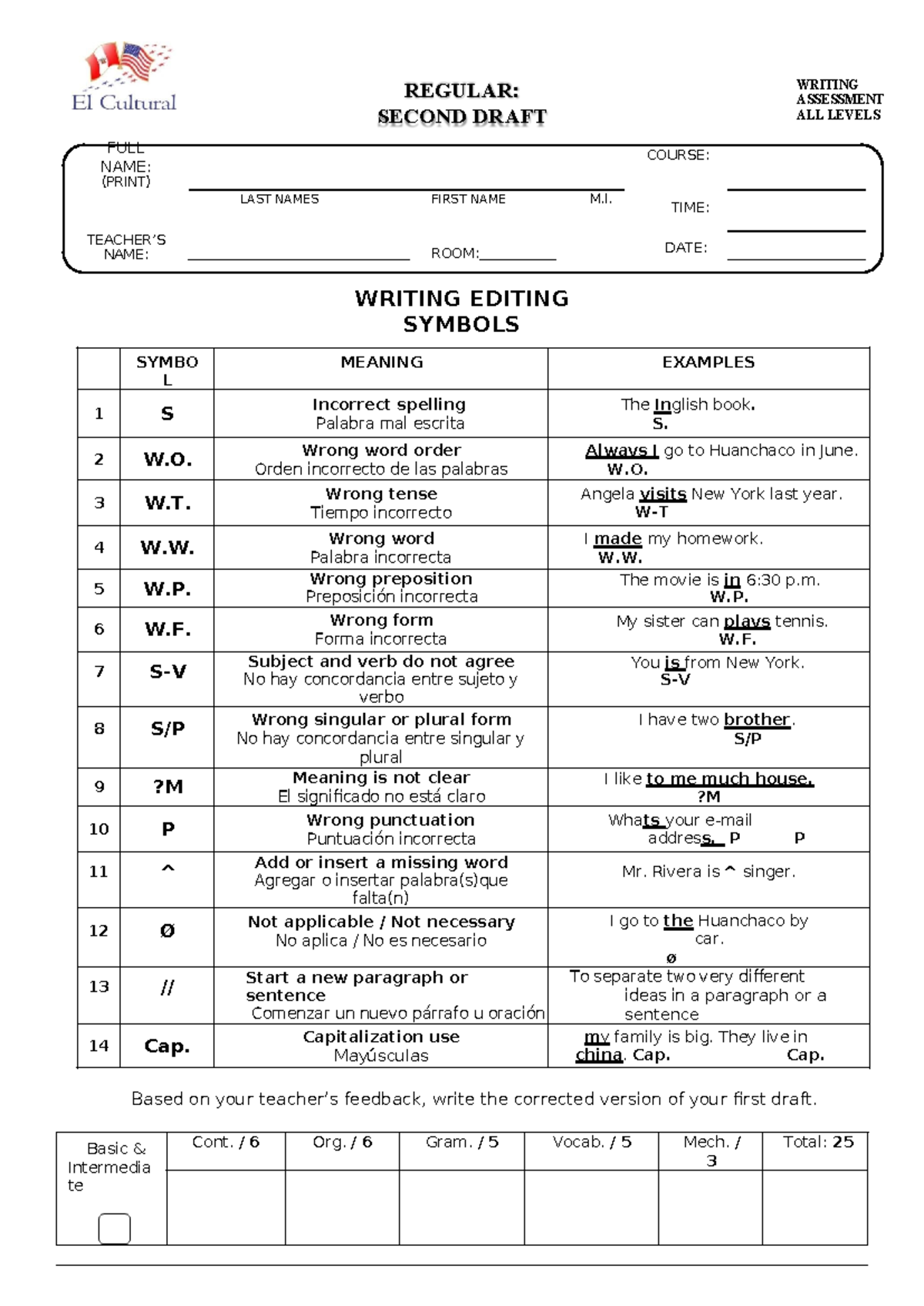 Second Draft - ALL Levels - REGULAR: SECOND DRAFT WRITING ASSESSMENT ...